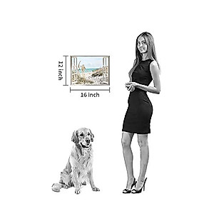 Hardy Gallery Coastal Beach Picture Wall Art: Beach Theme Window Canvas Art Prints Seascape Artwork Small Size for Bathroom (16” x12” x 1 Panel)