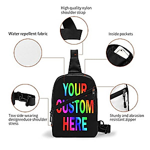 Custom Bag Sling Crossbody Bags Chest For Men Women Design Your Own Personalized Shoulder Backpack Travel Hiking Daypacks With Text Image Daypack Casual Black-2