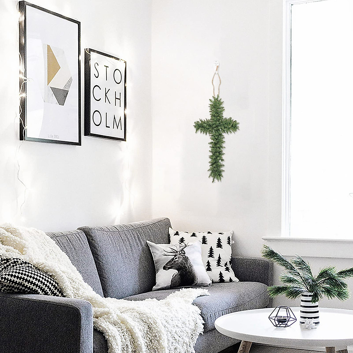 DOITOOL Cross Metal Wire Wreath Frame Set of 2 Easter Cross Wreaths for Front Door DIY Metal Wire Wreath Frames for Easter Day Garden Decorations (15. 7x7 Inch)