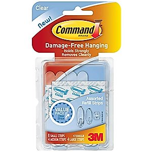 Command 17200CLR Plastic Refill Strips, Assorted Size, Clear