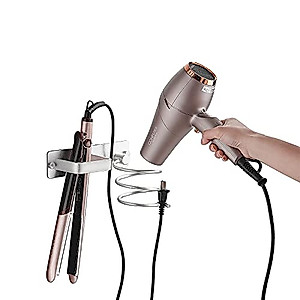Generic Hair Dryer Tools Holder Wall Mount, Bathroom & Bedroom Hair Care Styling Tools Organizer Hanger for Zinc Alloy, Curling Wand, Hair Straightener(Silver), Without Hooks