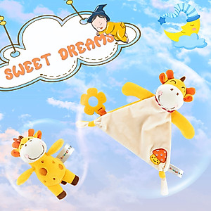 by Rattle Toys for Babies 0-6 Months Soft Baby Toys Stuffed Animal Plush Rattle Newborn Sensory Toys Newborn Infant Security Blanket Loveys Small Animals Doll（Giraffe）