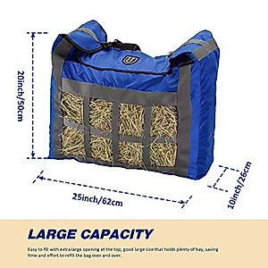 Harrison Howard Premium Durable Slow Feed Horse Hay Bags Oxford Cloth Heavy Duty Large Capacity Horse Feeding Bag-Champion Blue