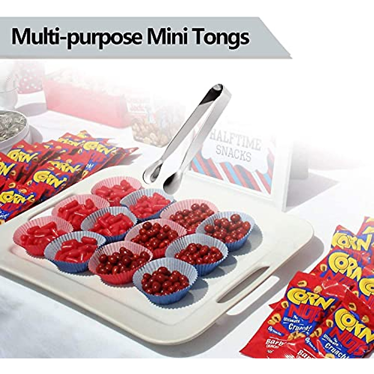 Ice Tongs Sugar Cubes Tongs - Stainless Steel Mini Serving Tongs Appetizers Tongs Small Kitchen Tongs for Tea Party Coffee Bar (6 PCS)