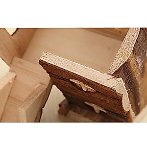 Hamster Wooden House Double Layers Hideout Hut for Dwarf Hamster Mouse Rat Gerbil (S)