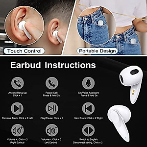 Wireless Earbuds, TITACUTE Bluetooth Headset Mini in-Ear Headphone Noise Canceling Deep Bass Earphone for iPhone 13 Pro Max 14 11 XR 8 Samsung A53 S23 A14 S22 S21 S20 Galaxy Z Flip Google Pixel 6 6a 7