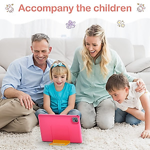 Kunleba Kids Tablet 10.1 Inch Andriod 11 Tablet for Kids Quad Core 32GB ROM 6000mAh Wi-Fi Bluetooth Tablets PC (Pink)