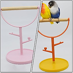 Ipetboom Wooden Toys Wooden Parrot Perches Stand Platform: 2Pcs Bird Playground Parrot Playstand Bird Hanging Swing Toy Parrot Bite Play Toy Birds Cage Accessories Desktop Toys Chew Toys