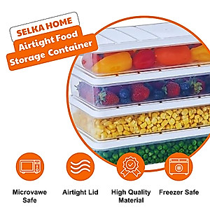 Selka Home - Airtight Food Storage Containers with Lids, Freezer Organizer Bins, Nora 4 Piece, 34 Oz, Storage Container, Ecru