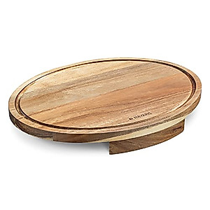 Navaris Corner Countertop Cutting Board - 12.6" x 16.5" Acacia Wood Round Cutting Board - Space Saving Chopping Board for Kitchen Counter Corners