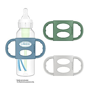 Dr. Brown’s® Milestones™ 100% Silicone Baby Bottle Handles, Narrow, Light Blue, Green, Gray, 3 Pack, 4m+
