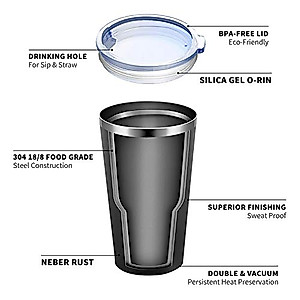 MEWAY 16oz Tumbler 2 Pack Gift in Bulk for Women,Stainless Steel Travel Coffee Mug with Lids Double Wall Insulated Coffee Cup for Home, Office, Travel Great (Black, 2)