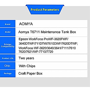 Aomya T6711 Ink Maintenance Tank Box for ET-16500 WF3520 WF3540 WF3620 WF3640 WF7715 7725 WF7510 WF7610 WF7620 WF7710 WF7720 Printer