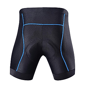Souke Sports Men's Cycling Underwear Shorts 4D Padded Bike Bicycle MTB Liner Shorts with Anti-Slip Leg Grips(Blue, Large)