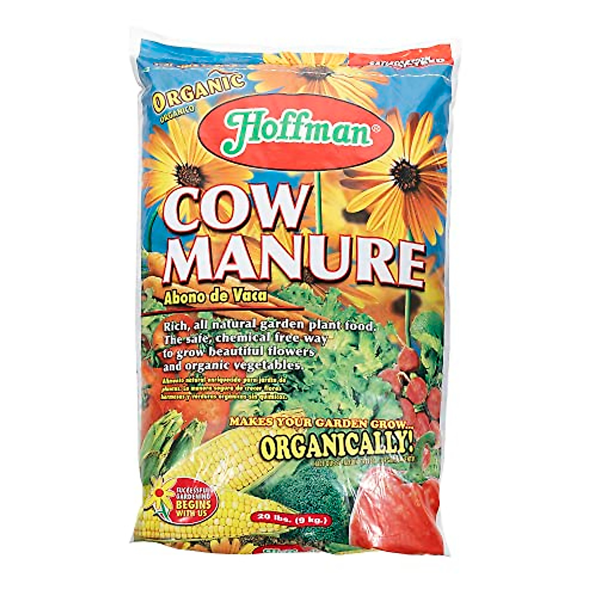 Hoffman Organic Cow Manure Garden Fertilizer Plant Food, 1-1-1, 20 Pounds