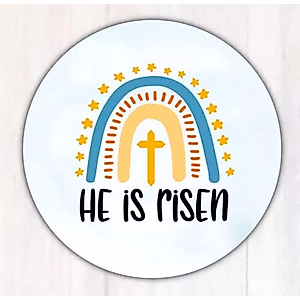 60 pcs HE is Risen Easter Rainbow Cross​ Stickers Envelope Seals Labels Round Tags, Stamps Sticker for Gift Cards, Envelopes, Boxes for Holiday, Birthday, Christmas