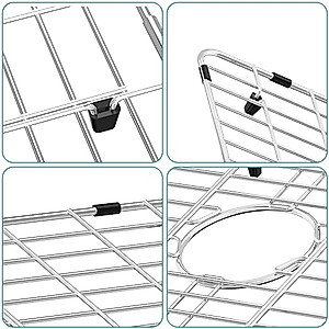 iPEGTOP Sink Bottom Grid, Stainless Steel Sink Protector 28-1/2" x 15-1/2" Centered Drain Hole with Corner Radius, Sink Grate for Bottom of Kitchen Sink Single Sink Bowl with Sink Hole Cover