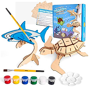 CoolToys Extraordinary Ocean Paint n' Play 3D Model and Craft Kit - Educational and Fun 3D Wooden Models Building and Painting Set for Kids Ages 6+ - Creative STEM Art Project for Boys and Girls