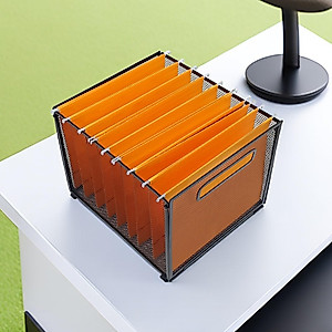 SETTFRFE Letter Size Hanging Folder Organizer,Metal Mesh Hanging File Folder Box,Office File Baskets,Black