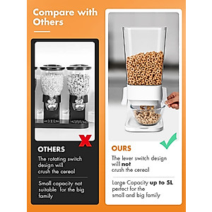 Conworld Cereal Dispenser Countertop, Candy Dispenser, Big Dry Food Cereal Dispenser, Not Easy to crush Food, Can Hold Cereal, Small Snack, for Home Office Hotel Commercial Bar, White (5000ml)