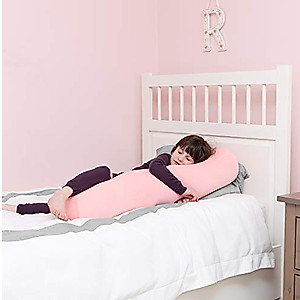 Dash Sensations Sensory Kids Body Pillow – Ultra Soft Plush Removable Cover – Large 30” Roll Cushion with Tactile Mini Beads for Naps, Sleeping, Play and Relaxation (Blue)