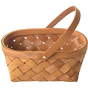 Jteyult Handmade Rattan Storage Container Storage Basket Wooden Storage Basket with Handle Storage Container