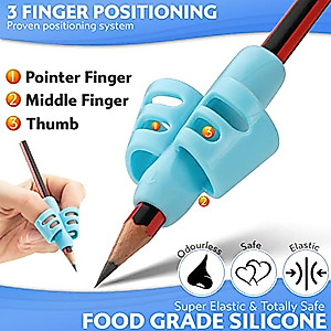 Stylo Pencil Grips for Kids Handwriting, Perfect Pencil Holders for Kids Home Schooling and Preschool - Writing Tools for Kids, Assorted Pen Grips, Christmas Gifts (Pack of 3)