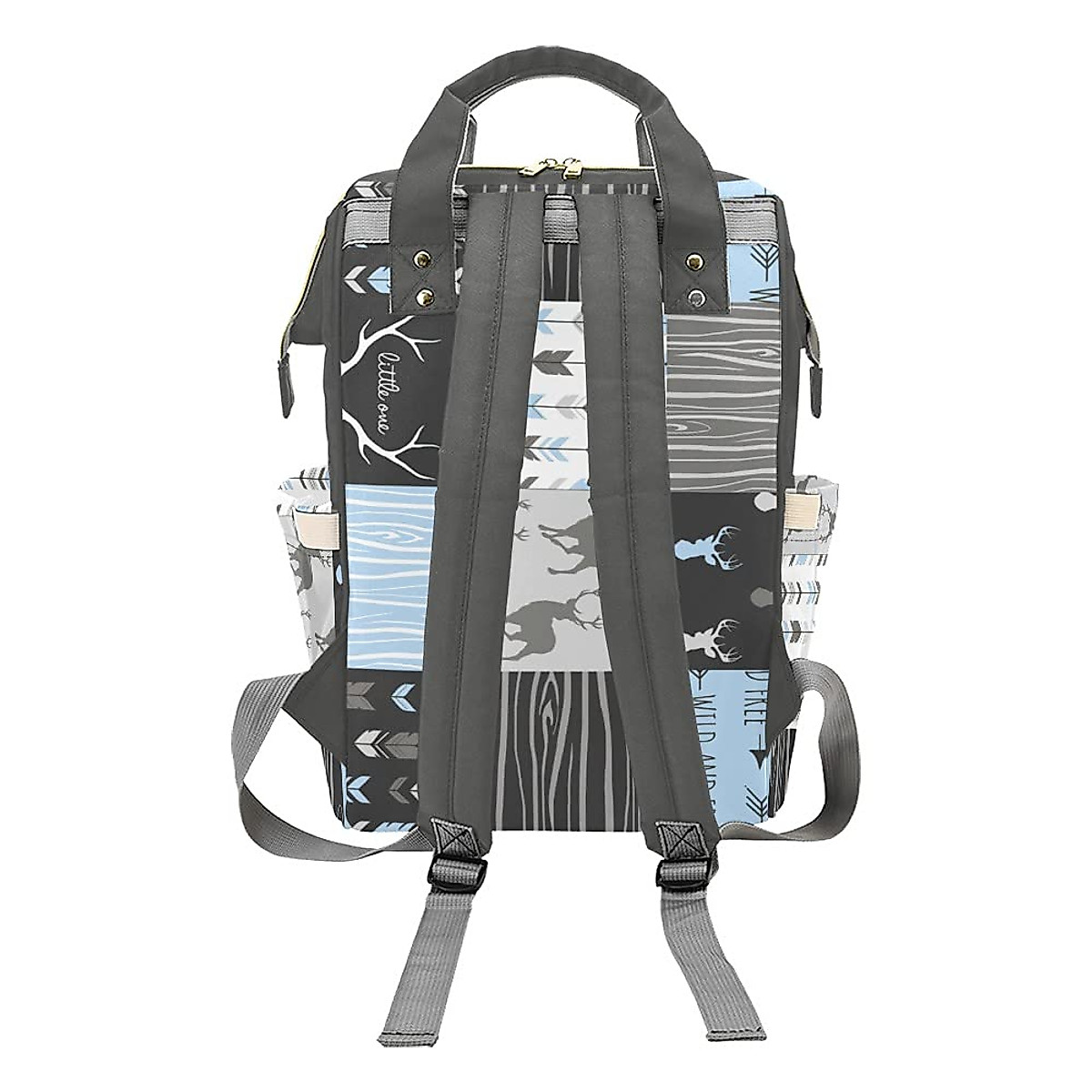 XOZOTY Deer Elk Antlers Feather Arrow Patchwork Diaper Bags with Name Waterproof Mummy Backpack Nappy Nursing Baby Bags Gifts Tote Bag for Women