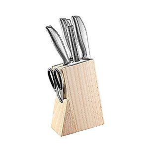 Hooshion Wooden Knife Block Countertop Knife Holder Knife Organizer with Scissors-Slot for Kitchen