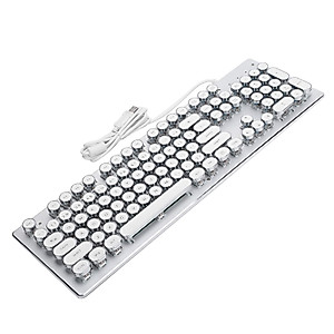 Computer Gaming Keyboard Retro Wired Gaming Mechanical Keyboard Key Portable Keyboard Click with 104 Keys Mixed Light Ergonomic Design Gaming Keyboard(White)