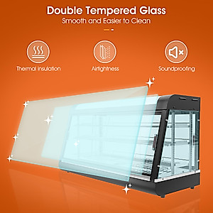 Countertop Food Warmer,48" Three Tier Commercial Warmers for Food Display, Glass case, with LED Lighting Removable Shelves Pastry for Buffet Restaurant