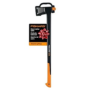 Fiskars X27 Super Splitting Axe - Wood Splitter for Medium to Large Size Logs with 36" Shock-Absorbing Handle - Black