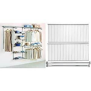 Rubbermaid Configurations Deluxe Custom Closet Organizer System Kit, 4-to-8-Foot, Titanium, FG3H8900TITNM & Configurations Add-On Shelving and Hanging Clothes Kit, Titanium, 48", FG3H9200TITNM