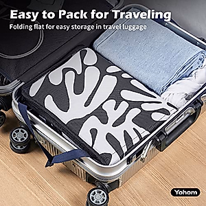 YOHOM Round Laundry Basket with Zipper, Adjustable Clothes Hamper Stand-up Hamper Retractable Laundry Bag for College Dorm, Bedroom, Bathroom, Kids Room (Black Floral, Large)