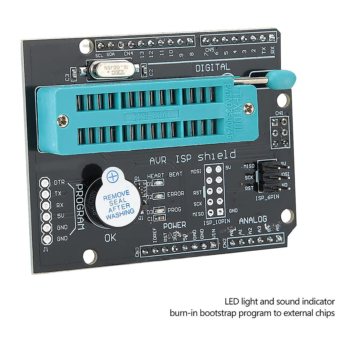 Programmer Expansion Board, AVR ISP Burning Burn Bootloader Module, with On-Board Buzzer and LED Indicator Light