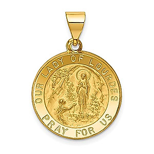 IceCarats 14K Yellow Gold Our Lady of Lourdes Medal Necklace Charm Pendant Only