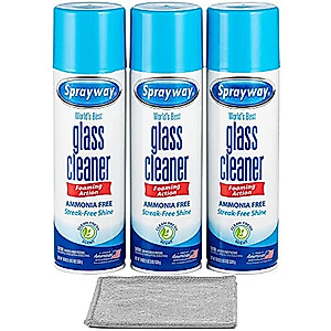 Sprayway Glass Cleaner , Foam Action , 19 Fl Oz , ( Pack of 3 ) - Bonus Ultra Fine Microfiber Cleaning Cloth for Glass