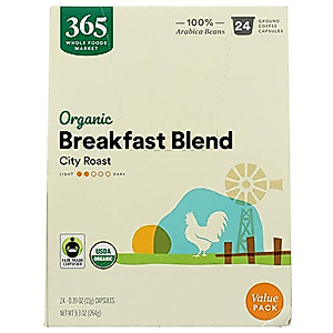 365 by Whole Foods Market, Organic Breakfast Blend Coffee Capsules, 0.39 Ounce (Pack of 24)