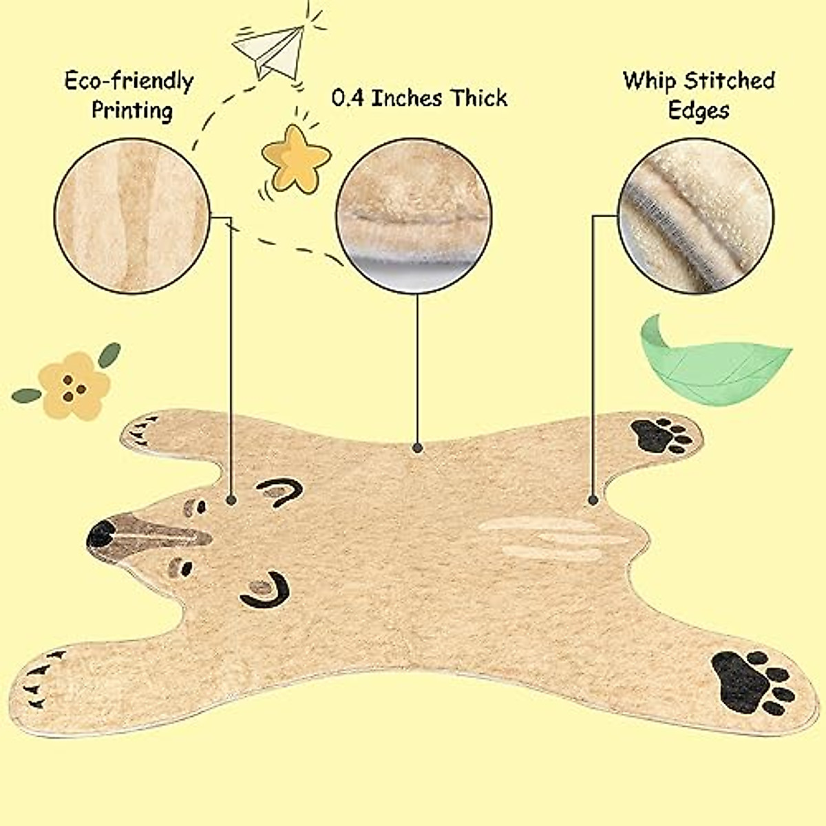 LIVEBOX White Bear Kids Rug for Nursery,36"x53" Washable Area Rug for Bedroom,Non-Slip Soft Rug for Bathroom,Animals Playroom Rug Floor Door mat for Kids Room Tent Entryway