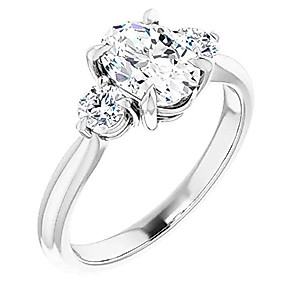 JEWELERYIUM 1 CT Oval Colorless Moissanite Engagement Ring, Wedding Bridal Ring Set, Eternity Sterling Silver Solid Diamond Solita White