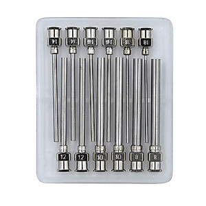 12 Pack Dispensing Needle Set, 1.97inch Stainless Steel Blunt Tip Luer Lock 8, 10, 12, 14, 16, 18 Gauge.