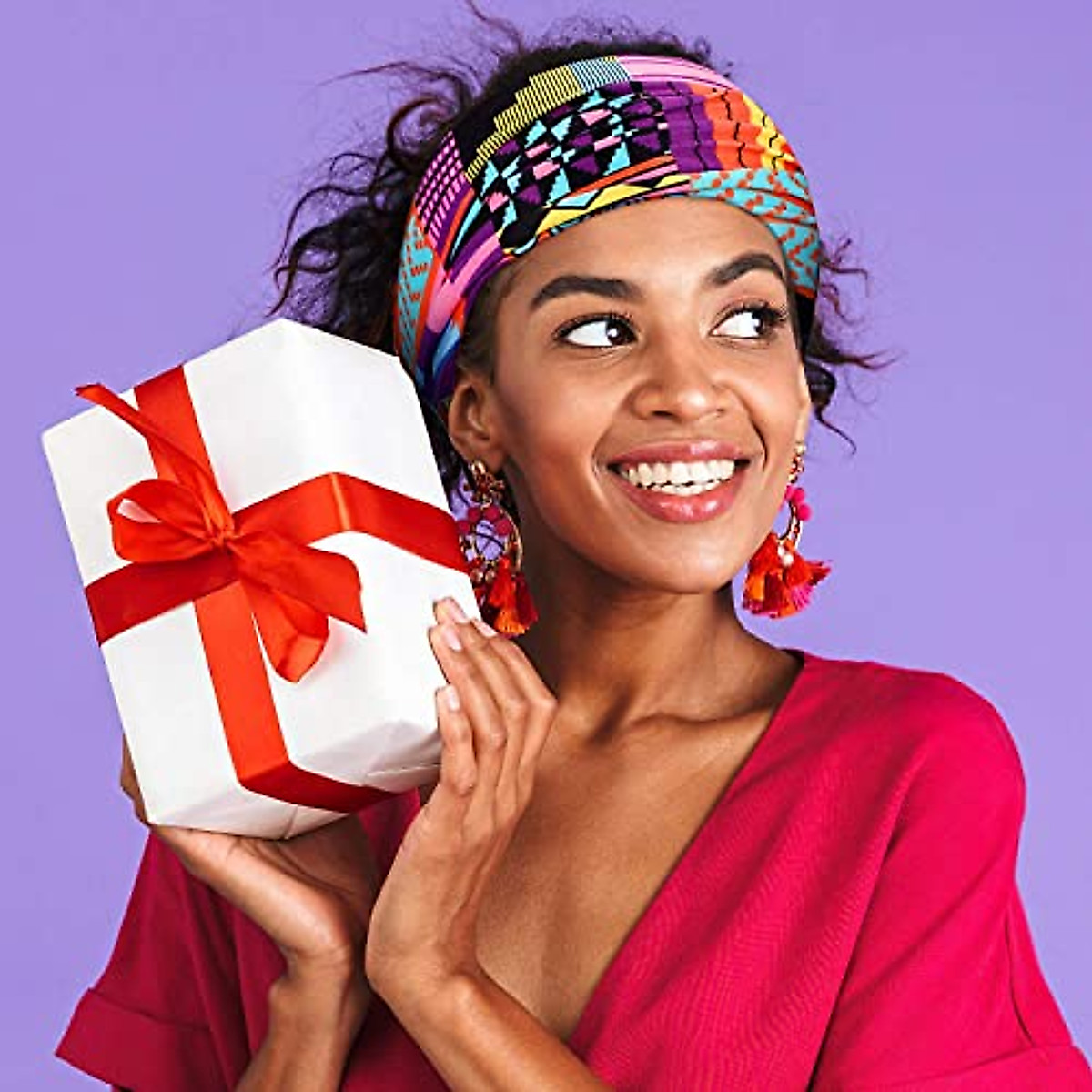 SATINIOR 6 Pieces African Headband Boho Print Headband Yoga Sports Workout Hairband Elastic Twisted Knot Turban Headwrap for Women Girls Hair Accessories (Bohemia Prints)