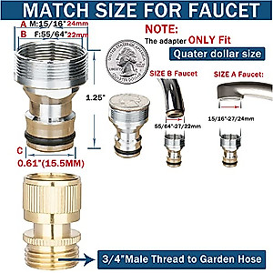 WHK Kitchen Quick Connect Faucet Adapter,Portable Washer Adapter Bathroom Sink Faucet Snap Adapter to Garden Hose 15/16 In.-27M or 55/64 In.-27F x3/4 inch GHT Female for Washer, Indoor Sink（2packs)
