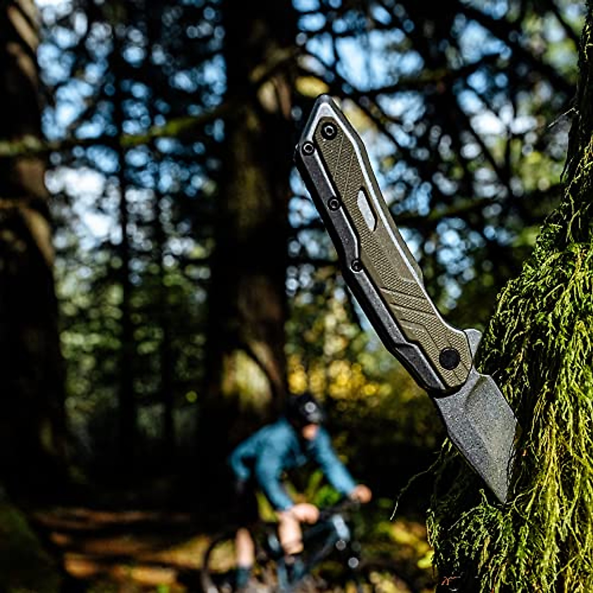 Kershaw Salvage Pocket Knife, Assisted Opening with 2.9 inch Reverse Tanto Blade, Stainless Steel, Deep Carry Pocketclip,Green