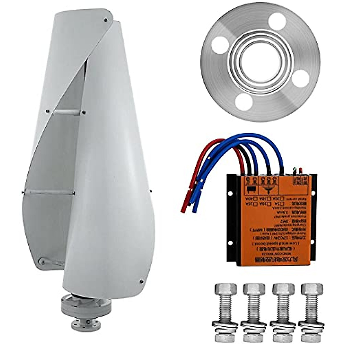 Vertical Wind Turbine Generator 12V 400W Portable Wind Power Turbine Maglev Generator 2 Ring Blades with Charge Controller