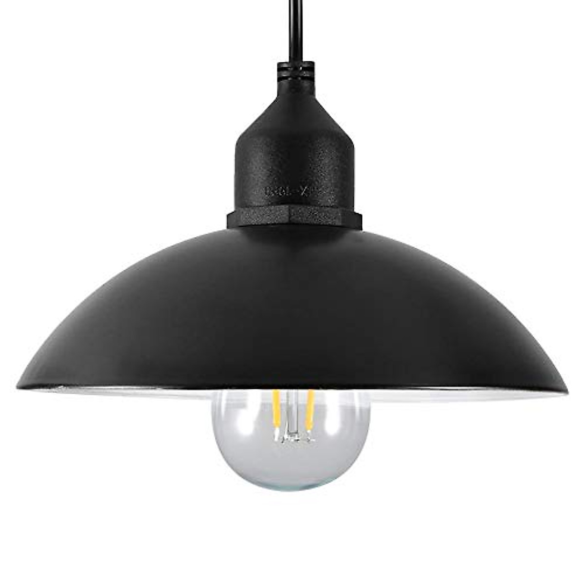 Solar Powered Pendant Light E27 Bulb, Metal Shade Solar Powered Pendant Light E27 Bulb Outdoor Hanging Shed Lamp for Home Garden