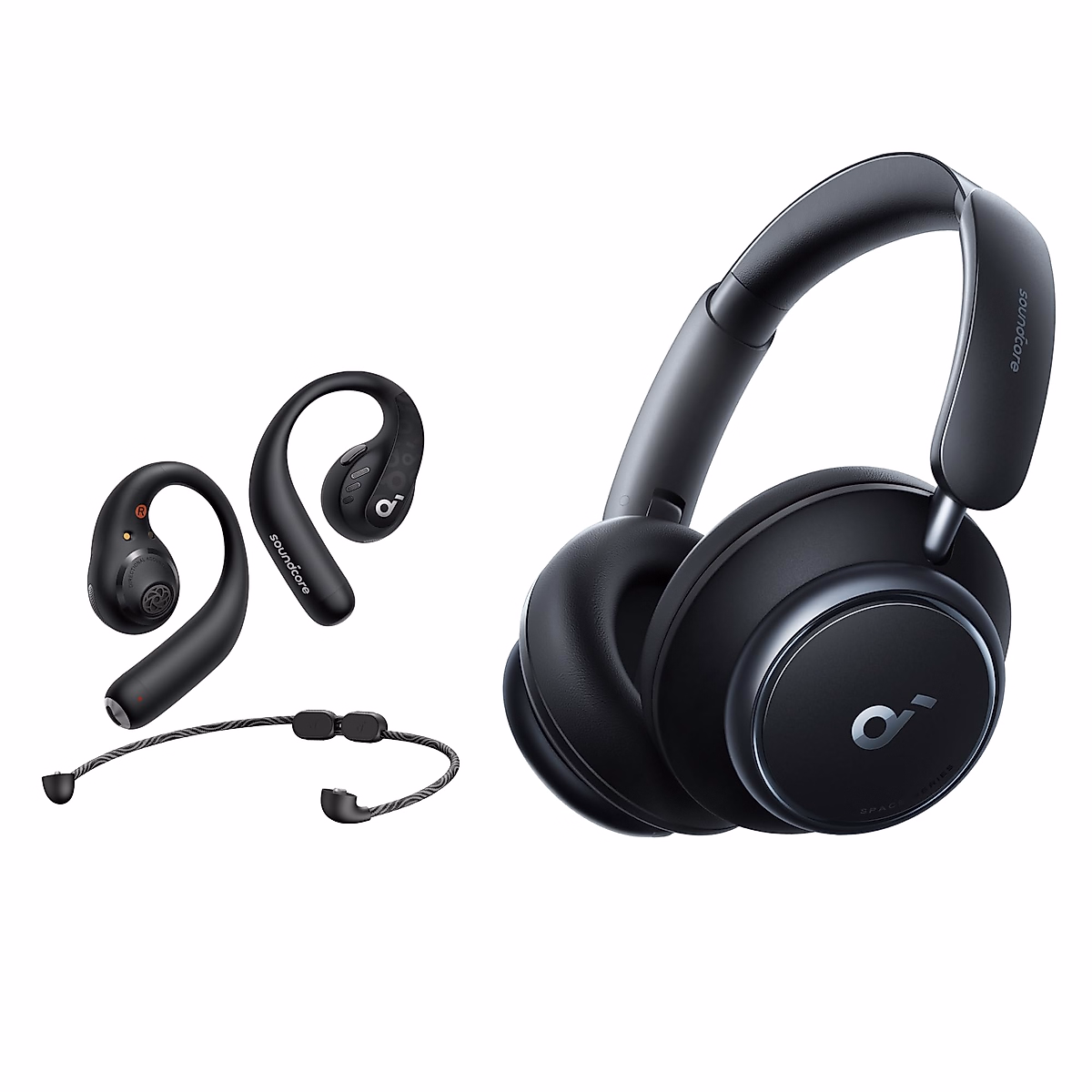 Soundcore by Anker AeroFit Pro Open-Ear Headphones with Space Q45 Noise Cancelling Headphones, Ultra Comfort, Secure Fit, Ergonomic Design, Rich Sound with LDAC, IPX5 Water-Resistant, 46H Playtime