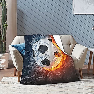 Soccer Ball Cool Sport Throw Blanket Super Soft Warm Bed Blankets Boy Bedding for Couch Bedroom Sofa Office Car, All Season Cozy Flannel Plush Blanket for Girls Boys Adults, 50"X40"