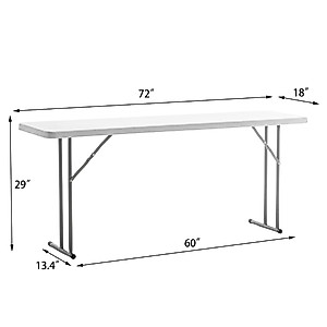BTEXPERT 6-Foot-72 Long White Granite Plastic Folding Seminar Training Table Portable 18" Wide Narrow, 29" High, Events Indoor Outdoor Lightweight Set of 2