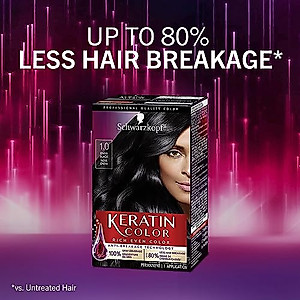 Schwarzkopf Keratin Color Permanent Hair Color Cream, 1.0 Black Onyx